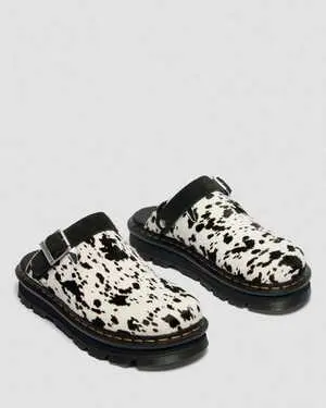 Dr. Martens Zebzag Dalmatian Hair-on Leather Platform Mules - Cream