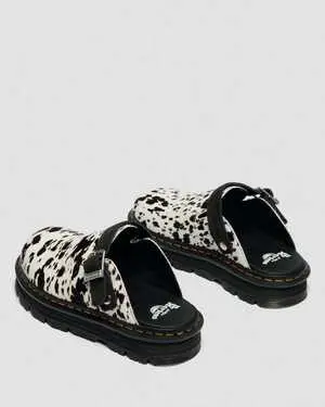 Dr. Martens Zebzag Dalmatian Hair-on Leather Platform Mules - Cream