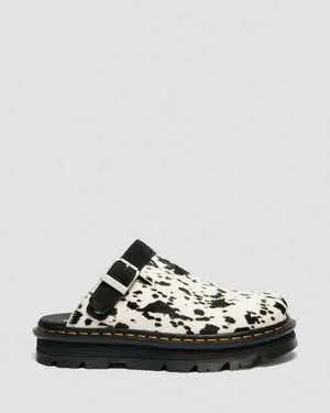 Dr. Martens Zebzag Dalmatian Hair-on Leather Platform Mules - Cream