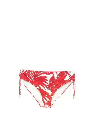 MARYAN MEHLHORN Red Floral Print Side Tie Bikini Bottoms
