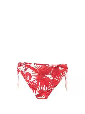 MARYAN MEHLHORN Red Floral Print Side Tie Bikini Bottoms