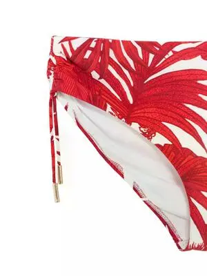MARYAN MEHLHORN Red Floral Print Side Tie Bikini Bottoms