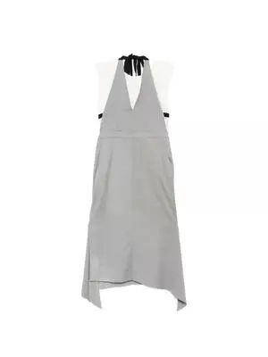 TELA V-neck Halterneck Midi Dress - Grey