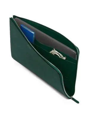 Smythson Large Panama Laptop Case - Green