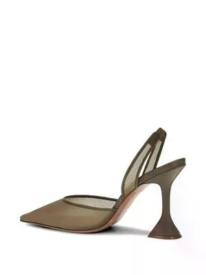 Amina Muaddi Mesh Holli Slingback Sandals - Green