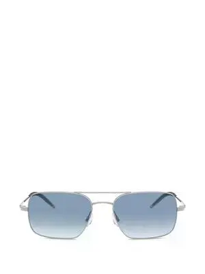 Oliver Spencer Victory Ii Rectangle-frame Sunglasses - Silver