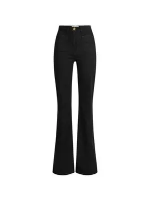 Elisabetta Franchi Bell-bottom Jeans With Golden Button Detail - Black