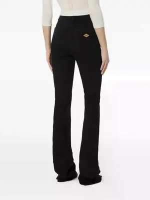 Elisabetta Franchi Bell-bottom Jeans With Golden Button Detail - Black
