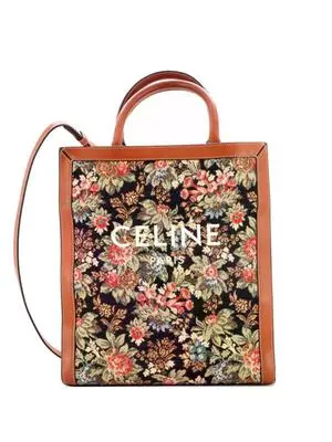 Celine Vertical Cabas Floral Jacquard Small Tote Bag