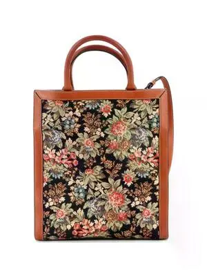 Celine Vertical Cabas Floral Jacquard Small Tote Bag