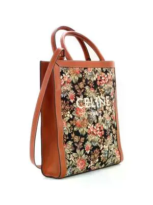 Celine Vertical Cabas Floral Jacquard Small Tote Bag