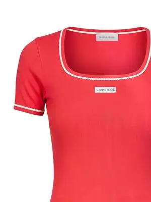MARINE SERRE Ribbed Square-neck T-shirt - Red