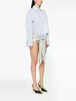 Attico Striped Shirt Dress With Knot Detail