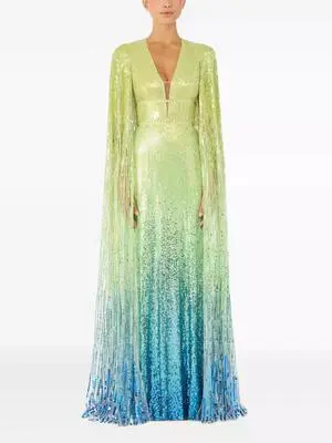Jenny Packham Sequin Embellished Maxi Dress - Green