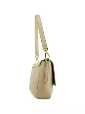 COCCINELLE Grained Texture Shoulder Bag With Turn Lock - Neutrals