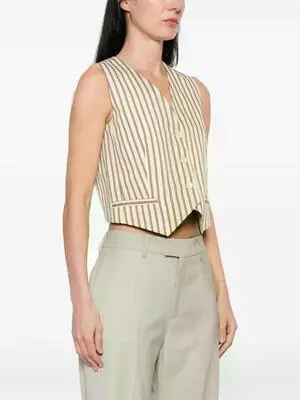 Max Mara Striped Button Waistcoat - Neutrals