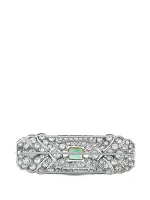 LB EXCLUSIVE Art Deco Diamond And Emerald Brooch