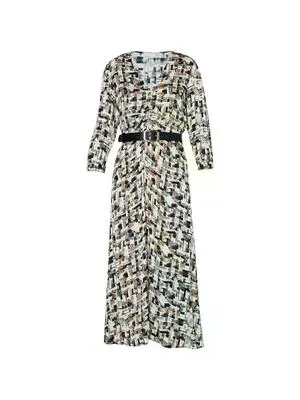 Liu Jo Print Belted Midi Dress - Neutrals