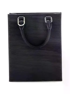 LOUIS VUITTON Petit Sac Plat Epi Leather Crossbody Bag With Logo Jacquard Strap - Black