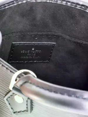 LOUIS VUITTON Petit Sac Plat Epi Leather Crossbody Bag With Logo Jacquard Strap - Black
