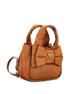 Prada Padded Bow Re-nylon Mini Tote Bag - Brown