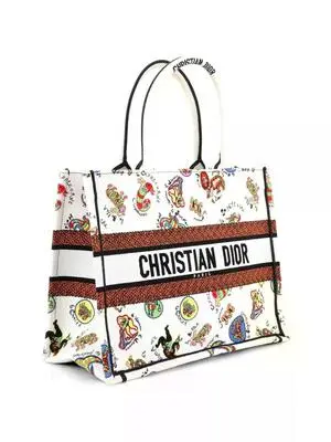 Dior Book Embroidered Canvas Medium Tote Bag - Multicolour