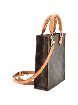 LOUIS VUITTON Petit Sac Plat Monogram Canvas Crossbody Bag - Brown