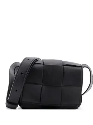 Bottega Veneta Cassette Maxi Intrecciato Leather Crossbody Bag - Black