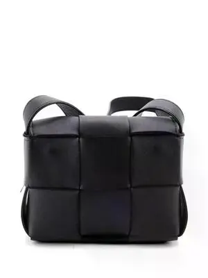Bottega Veneta Cassette Maxi Intrecciato Leather Crossbody Bag - Black