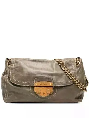 Prada Vitello Shine Push Lock Flap Shoulder Bag