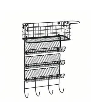 YIGII Wall-mounted Hair Tool Wall Rack With Heat Safe Rack For Styling Tools - Black