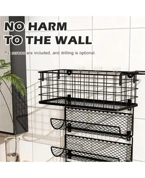 YIGII Wall-mounted Hair Tool Wall Rack With Heat Safe Rack For Styling Tools - Black