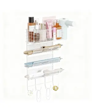 YIGII Wall-mounted Hair Tool Wall Rack With Heat Safe Rack For Styling Tools - White