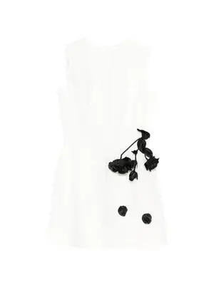 CRISTINA SAVULESCU Floral-appliqué Mini Dress - White
