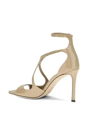 JIMMY CHOO Azia 95 Patent Leather Sandals - Neutrals