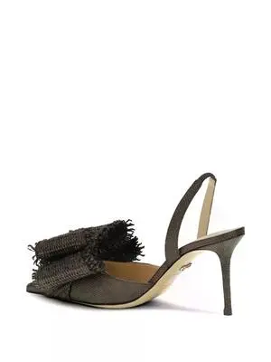 Mach & Mach Raffia Fringed Slingback Sandals