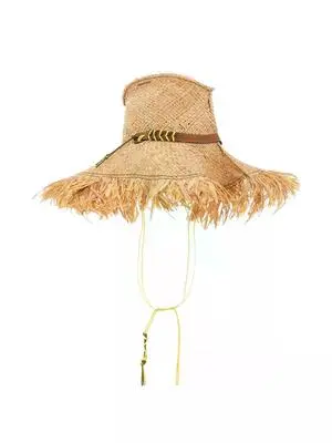 CUBA LAB X Patrizia Fabri Fringed Sun Hat - Neutrals