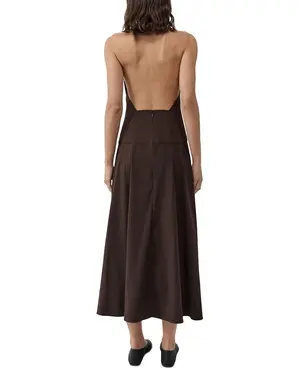 ST. AGNI Halter Plunge Dress - Bark
