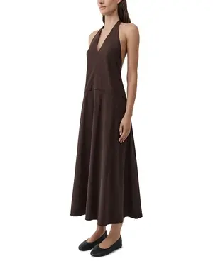 ST. AGNI Halter Plunge Dress - Bark
