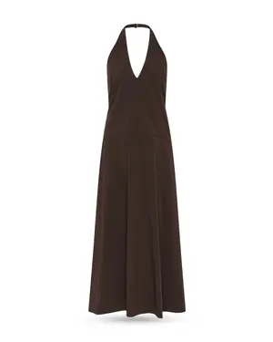 ST. AGNI Halter Plunge Dress - Bark