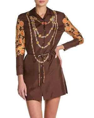 Versace Silk Twill The Lover Dress - Chocolate/amber