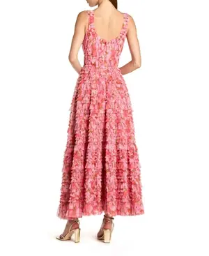 Mac Duggal Floral Printed Ruffle Maxi Dress