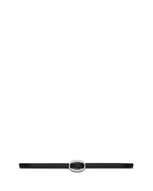 Saint Laurent Oval Buckle Thin Belt In Smooth Leather - Black/silver