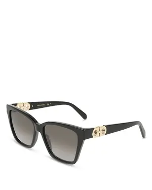 FERRAGAMO Gancini Hinge Angular Square Sunglasses 57mm Black