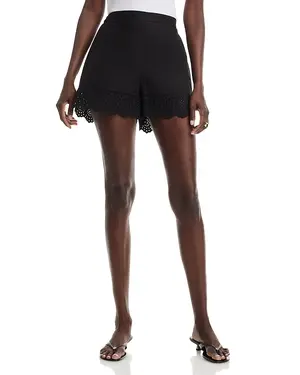 BY MALENE BIRGER Greta Eyelet Hem Shorts - Black