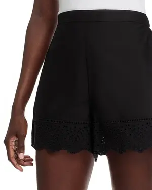 BY MALENE BIRGER Greta Eyelet Hem Shorts - Black