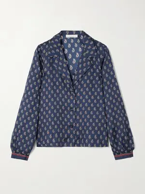 DÔEN Elene Paisley-print Silk-satin Blouse