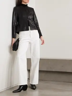 Nour Hammour Paneled Leather Jacket
