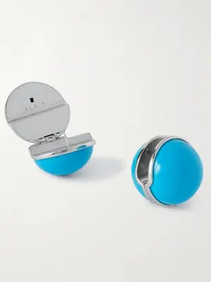 Alaïa Sphere Earrings With Enamel And Silver-tone Brass - Blue