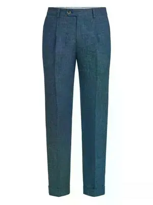 Brunello Cucinelli Houndstooth Pleated Trousers - Blue